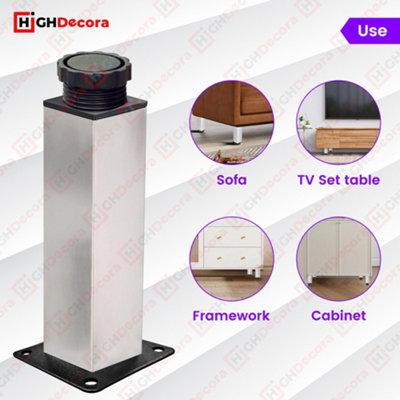 highdecora Adjustable Furniture Legs, 150mm Stainless Steel, Cabinet ...