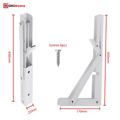 Highdecora Folding Shelf Brackets, 2 Pcs Heavy Duty Foldable Shelf ...