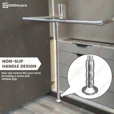 Highdecora Pull Down Wardrobe Rail, Adjustable Width 60-83cm, Soft ...