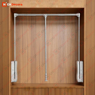 HIGHDECORA PULL DOWN WARDROBE RAIL, ADJUSTABLE WIDTH 60-83CM, SOFT ...