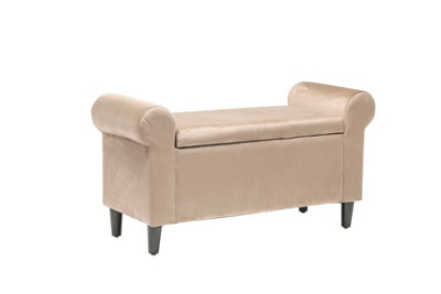 Highgrove Beige Velvet Storage Ottoman - Elegant Seating with Smart Storage
