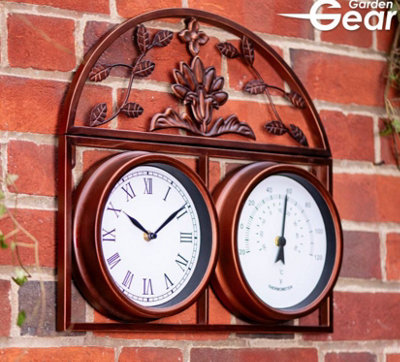 Highgrove Garden Wall Clock & Thermometer Weatherproof Outdoor Clock ...