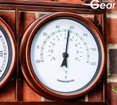 Highgrove Garden Wall Clock & Thermometer Weatherproof Outdoor Clock ...