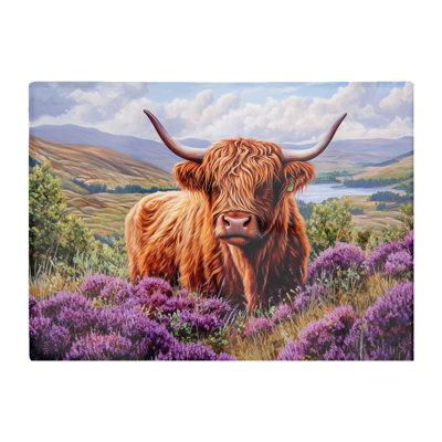 Highland Cow Amongst Heather Chopping Board