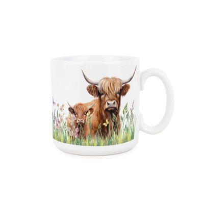 Highland Cow & Calf Large Mug - Farmyard Animals Countryside Drinkware ...