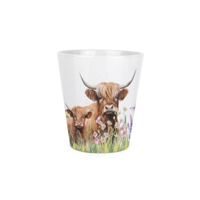 Highland Cow & Calf Small Ceramic Plant Pot