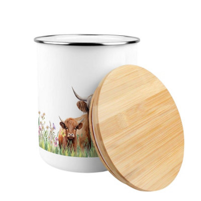 Highland Cow & Calf Storage Canister - Countryside Farm Animals Large ...
