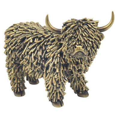 HIGHLAND COW FIGURINE RUSTIC ORNAMENT STANDIN DETAILED DISPLAY ...