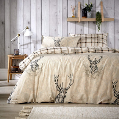 Highland Stag Duvet Set in Natural - Double