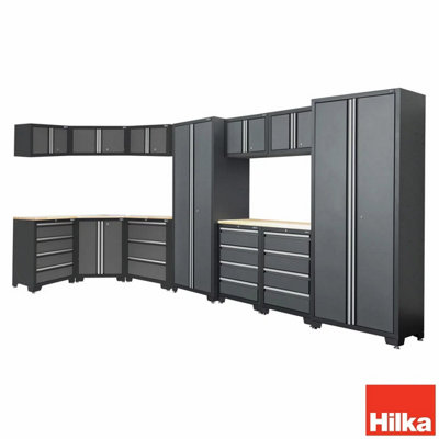 Hilka 14 Piece Garage Corner & Cabinet Storage Set - Heavy Duty All ...