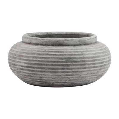 Hill Interiors Athena Ribbed Round Planter White (One Size)