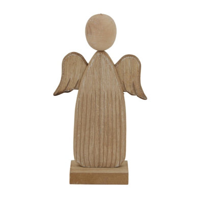Hill Interiors Natural Wood Angel Christmas Decoration Brown/White ...
