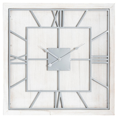 Hill Interiors Williston Square Wall Clock White/Silver (90cm x 5cm x 90cm)
