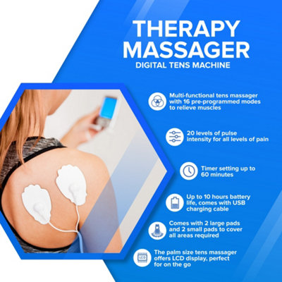 HILLINGTON Rechargeable Digital Tens Machine - Muscle Stimulator & Pain ...