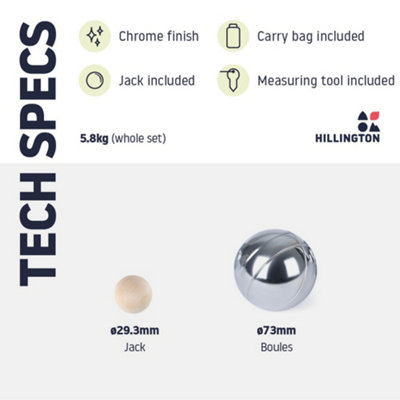 HILLINGTON Stainless Steel 8 Boules Set with a Carry Bag
