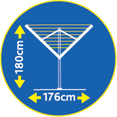 Hills 164241 Airdry Rotary Dryer 3-Arm 30m Washing Line Drying Clothes