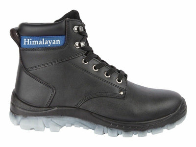 Himalayan S1P Black Leather Safety Boots with Steel Toe and Midsole ...