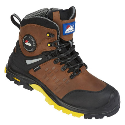 Himalayan Vibram Brown Leather Safety Boots with Composite Toe and Side Zip
