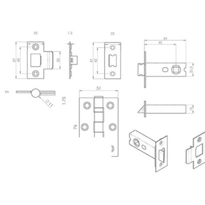 Hinge & Latch Pack 64mm Bolt Through Tubular Latch 3x4 Inch BB Hinge ...