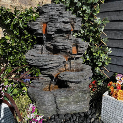 Hinokias Rock Effect Mains Plugin Powered Water Feature | DIY at B&Q