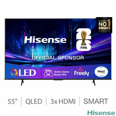 Hisense 55E78QTUK PRO 55 Inch QLED 4K Smart TV Dolby Vision HDR10 Plus ...