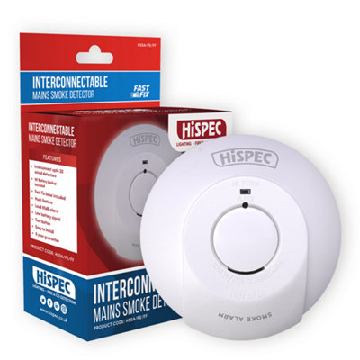 HiSpec Mains Powered Smoke Alarm with 9V Battery Backup