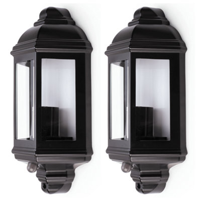 HiSpec Outdoor Half Lantern Wall Light with Photocell Sensor - Twin Pack