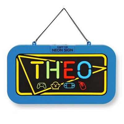 History & Heraldry Light Up Neon Name Sign - Theo