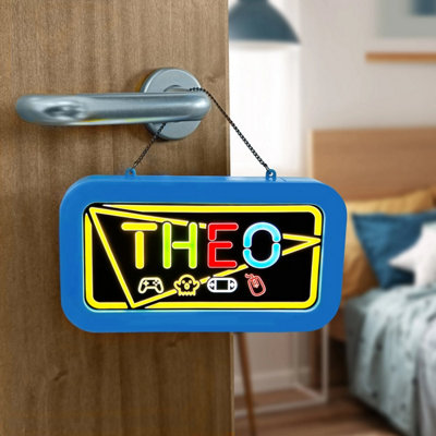History & Heraldry Light Up Neon Name Sign - Theo