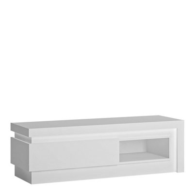 Hjorring Gloss White 1-Drawer TV Cabinet with Open Shelf