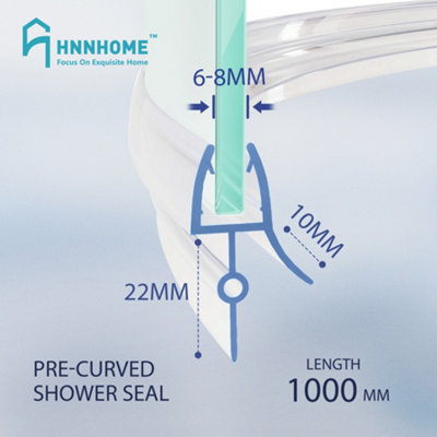 HNNHOME 100CM Pre Curved Rubber Plastic Bath Shower Screen Seal Strip ...