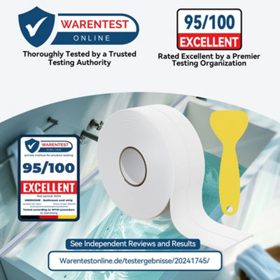 HNNHOME 38mm x 3.2m White Self-Adhesive Bath Sealant Strip, Waterproof ...