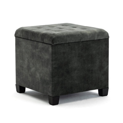 HNNHOME 45cm Dark Green Cube Cloud Velvet Padded Seat Ottoman Storage ...