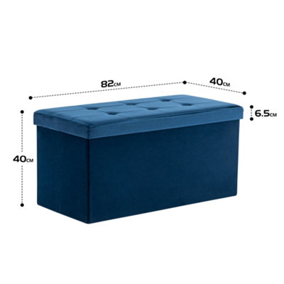 HNNHOME 82x40x40cm Velvet Pouffe Folding Storage Ottoman Footstool Box ...