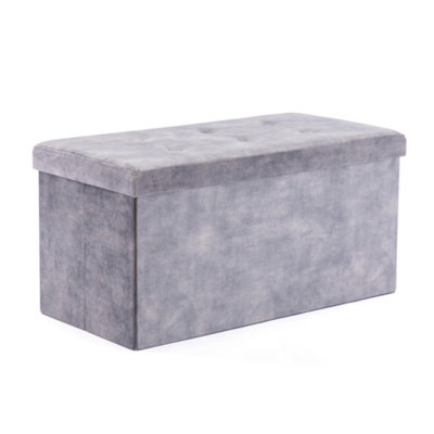 HNNHOME 82x40x40cm Velvet Pouffe Folding Storage Ottoman Footstool Box ...