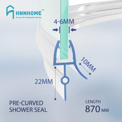 HNNHOME 870mm Pre-Curve Rubber Plastic Bath Shower Screen Seal Strip ...