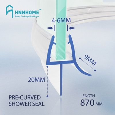 HNNHOME 870mm Pre - Curve Rubber Plastic Bath Shower Screen Seal Strip ...