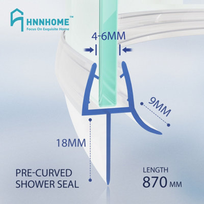 HNNHOME 870mm Pre - Curve Rubber Plastic Bath Shower Screen Seal Strip ...