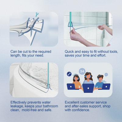 HNNHOME 870mm Pre - Curve Rubber Plastic Bath Shower Screen Seal Strip ...