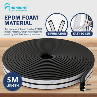 HNNHOME Draft Excluder, EPDM D-Shape with 3M Self-Adhesive Tape ...