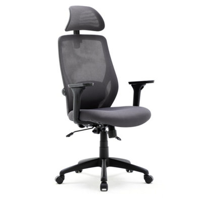 HNNHOME Grey Recline Ergonomic Mesh Office Chair with Lumbar Support ...
