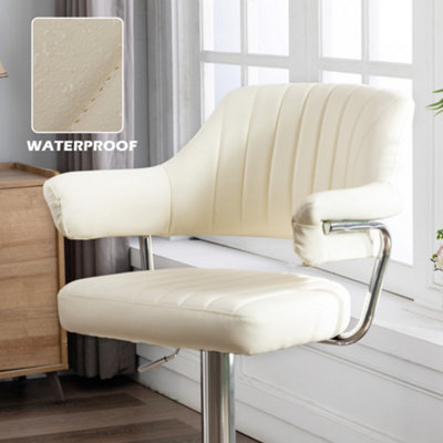 HNNHOME Modern Emper Padded Swivel Faux Leather Breakfast Kitchen Bar Stool Pub Barstool Cream