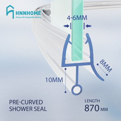 HNNHOME Pre Curve Rubber Plastic Bath Shower Screen Seal Strip for 4 ...