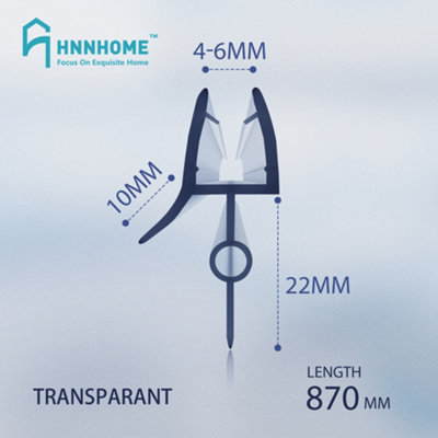 HNNHOME Rubber Plastic Bath Shower Screen Seal Strip for 4-6mm Straight ...
