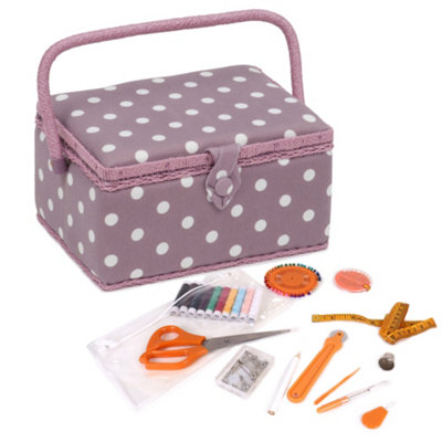 Hobby Gift Medium Sewing Box with 94 Piece Sewing Kit - Fabric Storage ...