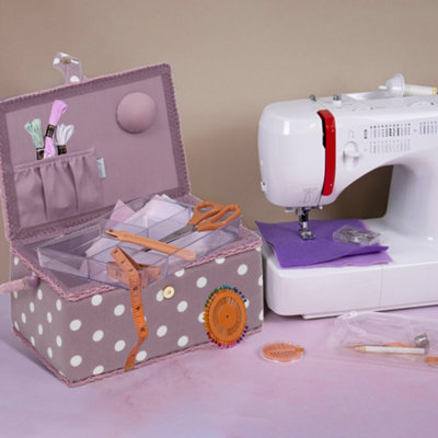 Hobby Gift Medium Sewing Box with 94 Piece Sewing Kit - Fabric Storage ...