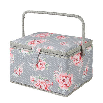 Hobby Gift MRL/190 - Beautiful Bloom Print Large Sewing Box - 23.5x31x20cm