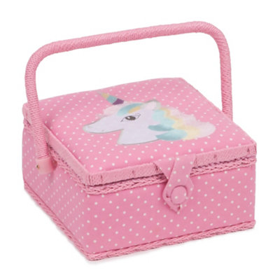 Hobby Gift Small Sewing Box - Craft Storage Box with Handle 20 x 20 x 11cm
