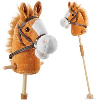 Hobby horse with wooden stick and wheels, 130 cm, from 24 months - 130 ...