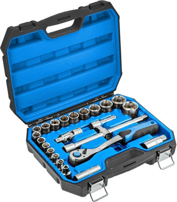 Hogert 46pc Tool Set Socket Spanner Screwdriver Bits 1/4 Inch Alloy ...